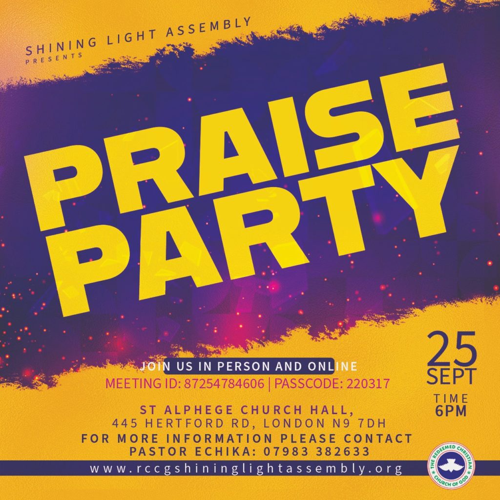 Praise Party - September 2022 - RCCG Shining Light Assembly, Edmonton ...